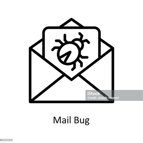 Mail Bug Vector Outline Icon Design Illustration Cyber Security Symbol