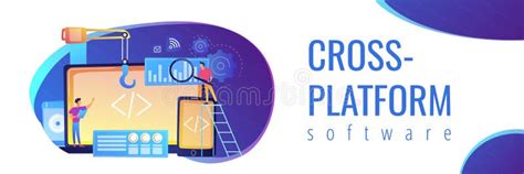 cross platform development concept banner header stock vector