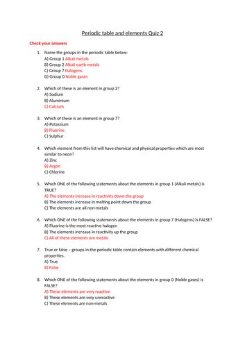 Year 8 Science Key Questions Teaching Resources