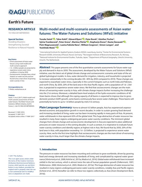 Pdf Multi Model And Multi Scenario Assessments Of Asian Water Futures