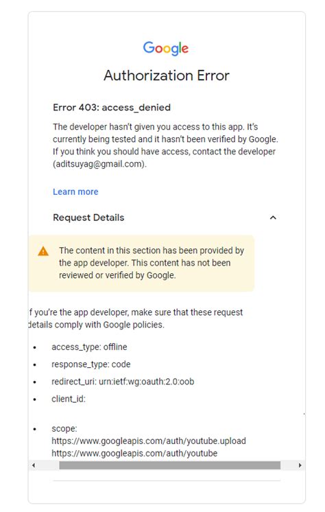 Error 403 Accessdenied · Issue 336 · Toklandyoutube Upload · Github