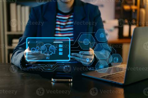 Man Using Chatbot In Computer And Tablet Smart Intelligence Aichat