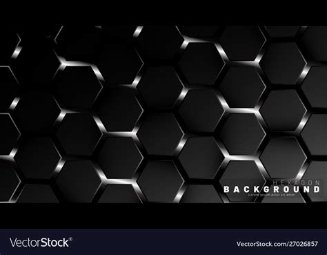 Abstract Black Hexagon Pattern On A Technology Vector Image