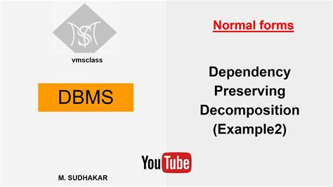Dependency Preserving Property In Dbms Example 2 Youtube