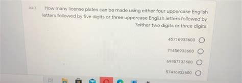 solved how many license plates can be made using either four