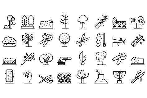 Tree Trimming Icons Set Outline Vector Graphic By Ylivdesign Creative Fabrica