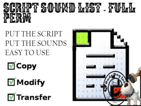Second Life Marketplace Script Sound List Full Perm