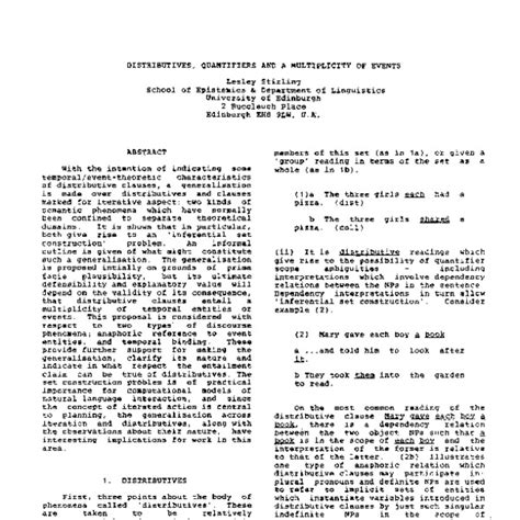 Distributives Quantifiers And A Multiplicity Of Events Acl Anthology