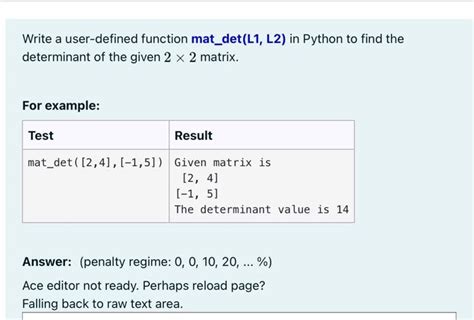 Solved Write A User Defined Function Mat Det L1 L2 In