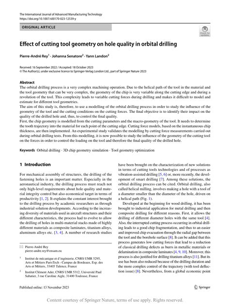 Effect Of Cutting Tool Geometry On Hole Quality In Orbital Drilling