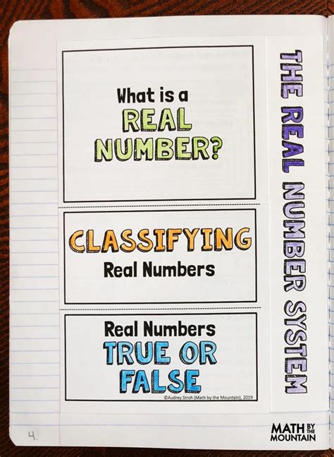 real number system foldable and reference sheet classifying real numbers
