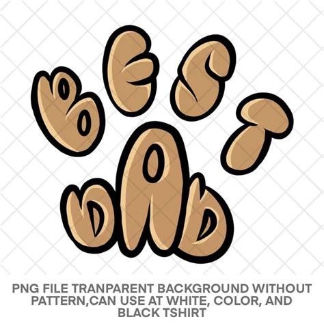 Best Dog Dad Ever Calligram Dog Paw T Shirt Design For Commercial Use