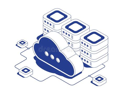 cloud hosting concept with server racks and cloud storage icon showing