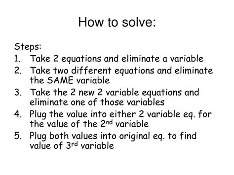 Systems Of 3 Equations With 3 Variables Ppt Download