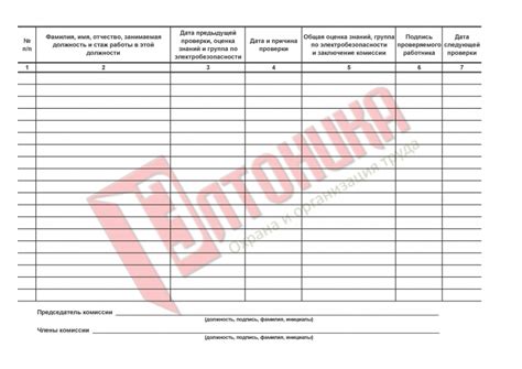 Журнал учета проверки знаний норм и правил работы в электроустановках ...