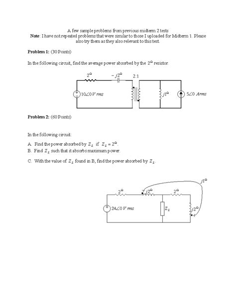 A Few Sample Problems From Previous Midterm Tests Please Also Try Them As They Also Relevant