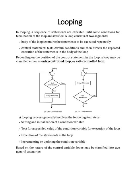 Looping Looping In Looping A Sequence Of Statements Are Executed Until Some Conditions For