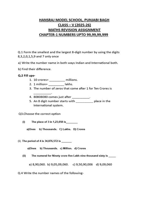 Class 5 Revision Assignment F Pt1 2025 26 Pdf