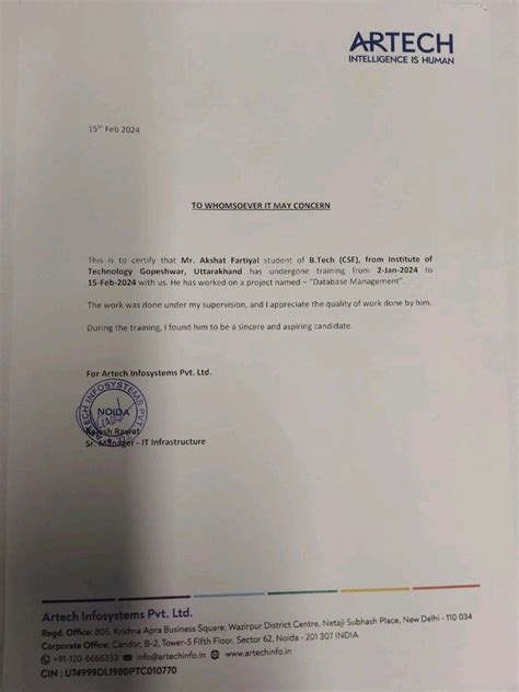 Akshat Fartiyal On Linkedin Training Internship Databasemanagement