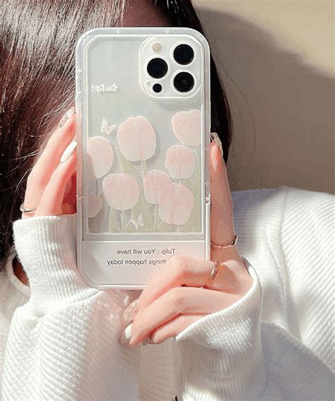 나비 튤립 아이폰 거치대 풀커버 투명 실리콘 젤리 플라워 봄 심플 친구 선물 우정 생일 핸드폰 휴대폰 애플 폰 케이스 아이폰케이스 8 Se2 X 11 프로 12 13 14