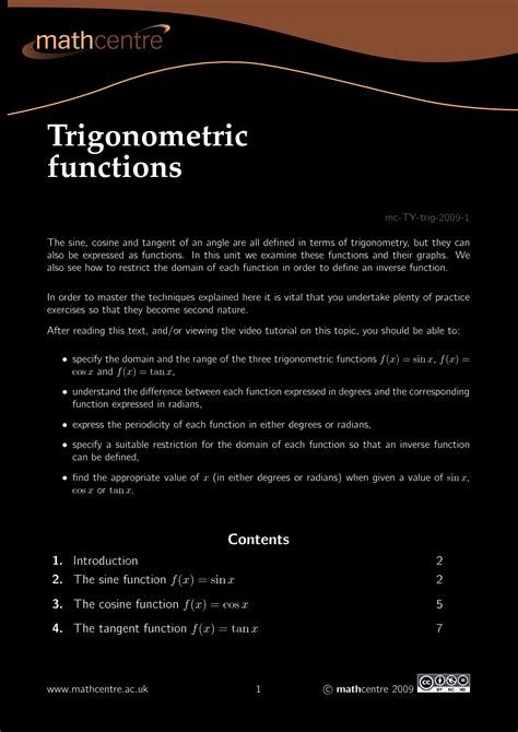 SOLUTION Trigonometric Functions Studypool