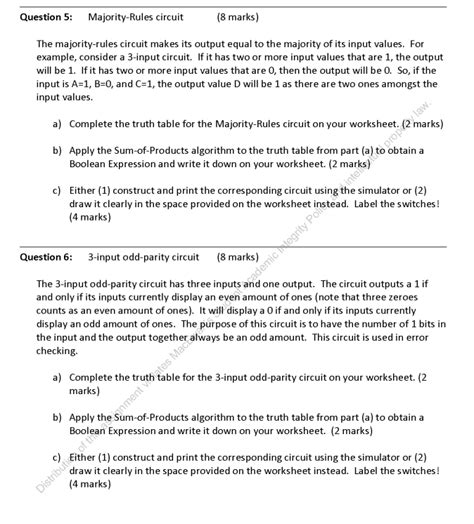 Solved Question 5 Majority Rules Circuit 8 Marks The Majority