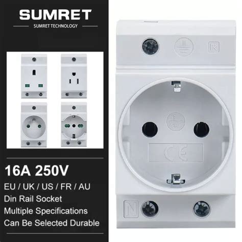 Eu Din Rail Mount Ac Power Modular Socket 16a 2 3 4 Pin 25a Us Uk Italy France 35mm 250v Ac30