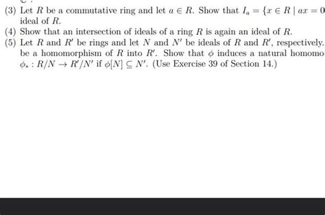 Solved 3 Let R Be A Commutative Ring And Let A∈r Show