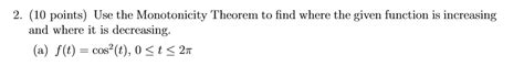Solved Exercises 4 2 ﻿monotonicity And Concavity 1 ﻿use The