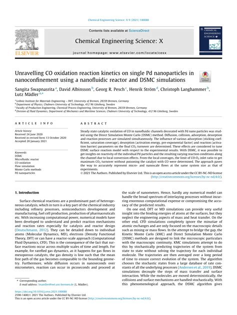 Pdf Unravelling Co Oxidation Reaction Kinetics On Single Pd Nanoparticles In Nanoconfinement