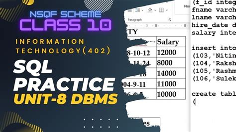 Sql Practice It 402 Class 10 Nsqf Youtube