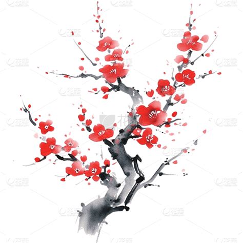 中国风水墨国画梅花