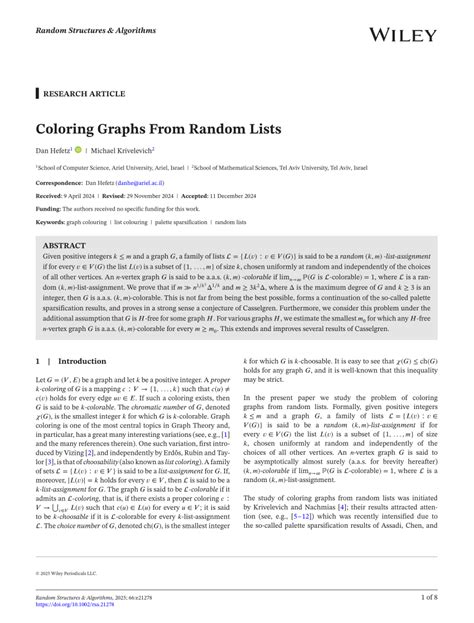 coloring graphs from random lists