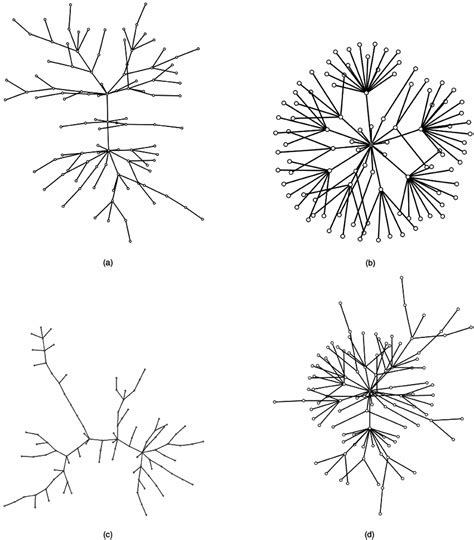 spanning trees constructed from a 100 node random graph the node