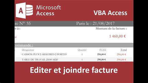 Editer Et Joindre Une Facture En Vba Access Youtube