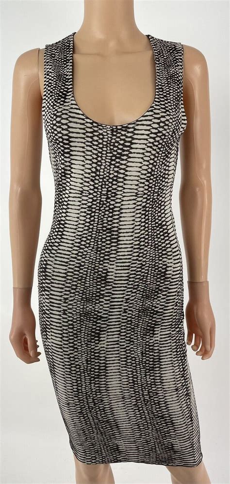 Lanvin Brown And Cream Silk Sleevless Bodycon Stretch D Gem