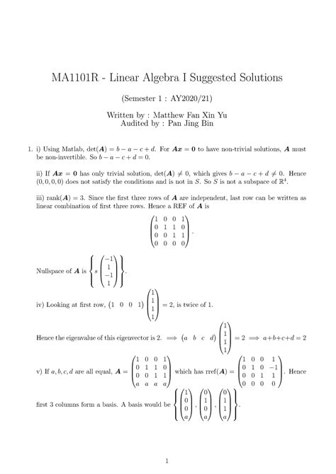 Ma1101r Ay2021 Sem1 Tutorial Questions For Calculus Ma2002ma1102r
