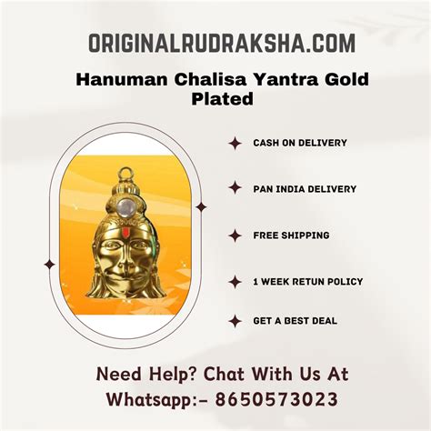 Hanuman Chalisa Yantra Gold Plated Benefits And Price Original Rudraksha