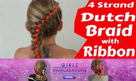 4 Strand Dutch Braid With Ribbon Dutch Braid Ribbon Hairstyle Dutch Braid Tutorial