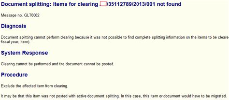 Document Splitting Error Glt0002 While Clearing Sap Community