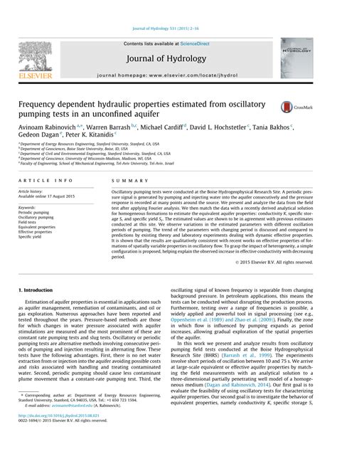 Pdf Frequency Dependent Hydraulic Properties Estimated From