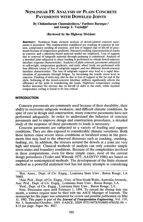 Pdf Nonlinear Fe Analysis Of Plain Concrete Pavements With Doweled Joints