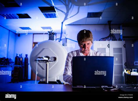 Scientist Using Computer In Lab Stock Photo Alamy