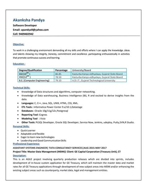 Resume Akanksha Pandya Etl Developer Pdf