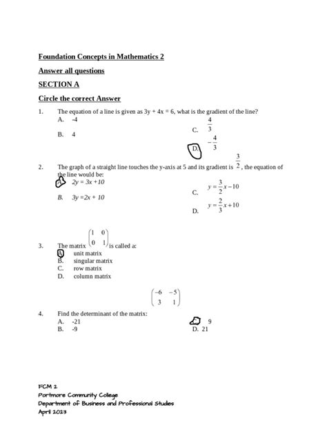 Fcm 2 Cw 2 April 2023 Pdf Matrix Mathematics Operator Theory