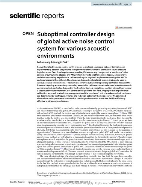 pdf suboptimal controller design of global active noise control