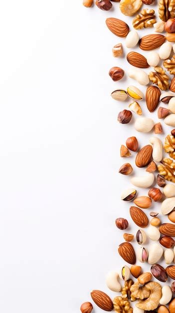 Premium Ai Image Nuts And Seeds On A White Background