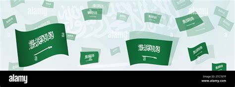 Saudi Arabia Flag Themed Abstract Design On A Banner Abstract Background Design With National