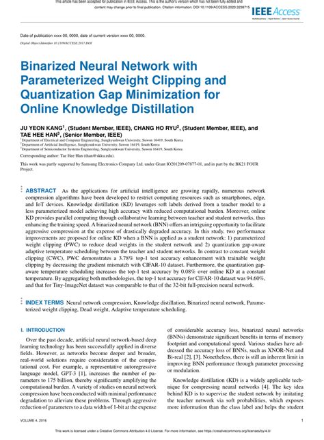 Pdf Binarized Neural Network With Parameterized Weight Clipping And Quantization Gap