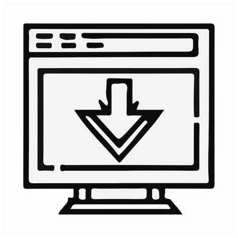 A Black And White Image Of A Computer Monitor With An Arrow Pointing Down Premium Ai Generated